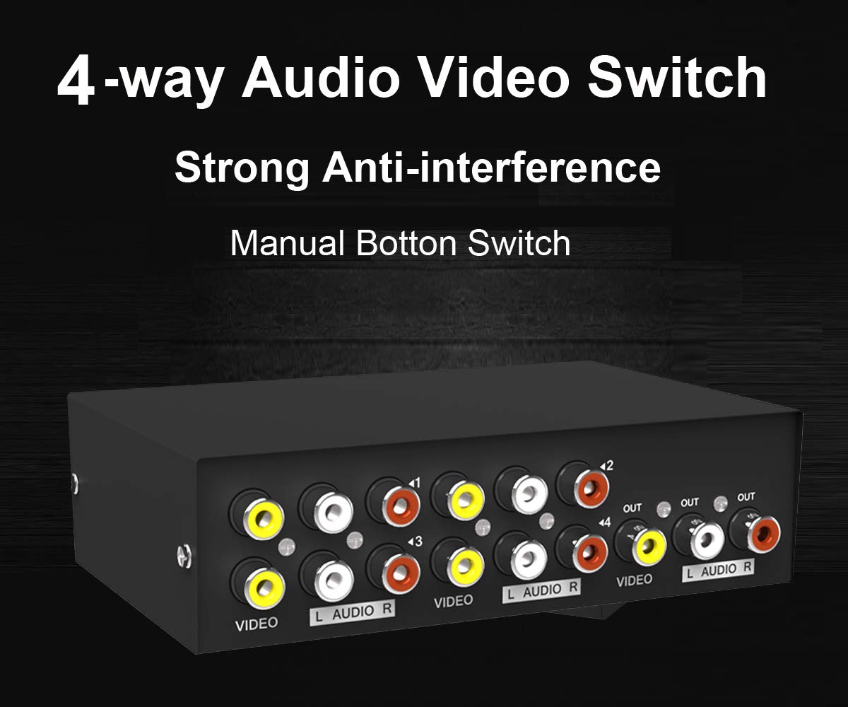 MT-ViKI 8 Way AV RCA Switch, 8 in 1 out Composite Video L/R Audio Switcher Selector Box for DVD Player, SNES, N64, PS2/3 Game Consoles
