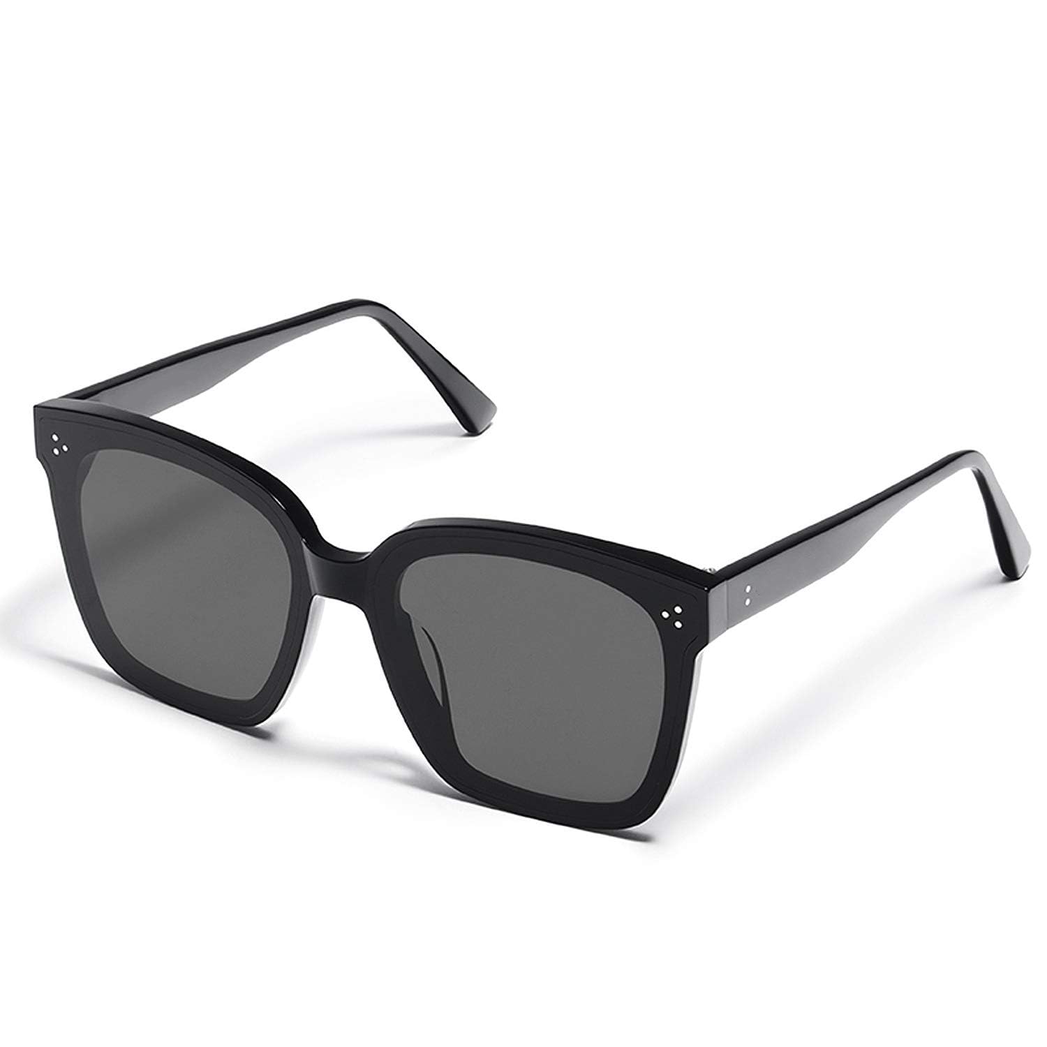 MUAMUA Women Fashion Polarized Sunglasses Oversized Square Men Sun Glasses UV400 Lightweight Black
