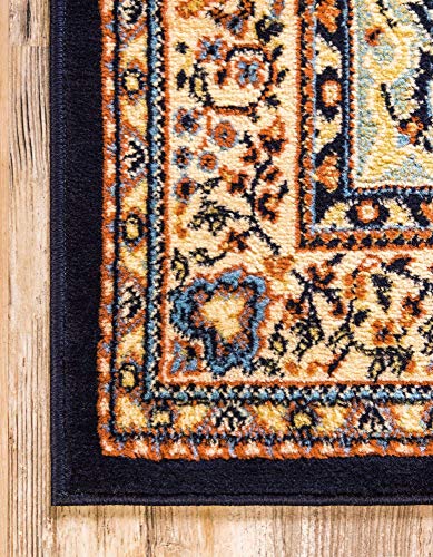 Unique Loom Reza Collection Traditional Persian Style Area Rug, 6 x 9 ft, Navy Blue/Ivory