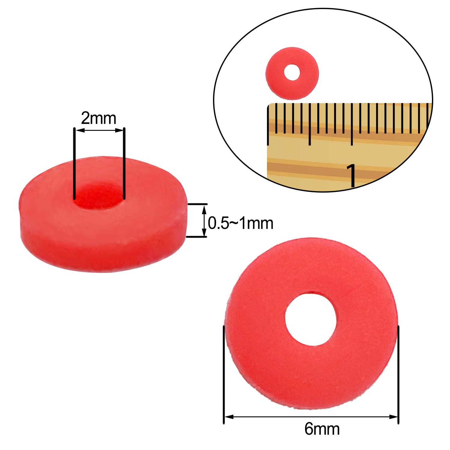 COIRIS 3400 Pcs Vinyl Heishi Beads Environmental Handmade Polymer Clay Spacer 6mm Disk Flat Beads for Surfer Chocker Necklace Bracelet Earrings Jewelry Making(RT-5 Mix-6)