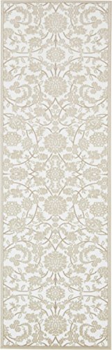 Unique Loom Rushmore Collection Area Rug - Taft (3' x 9' 10" Runner, Snow White/ Beige)