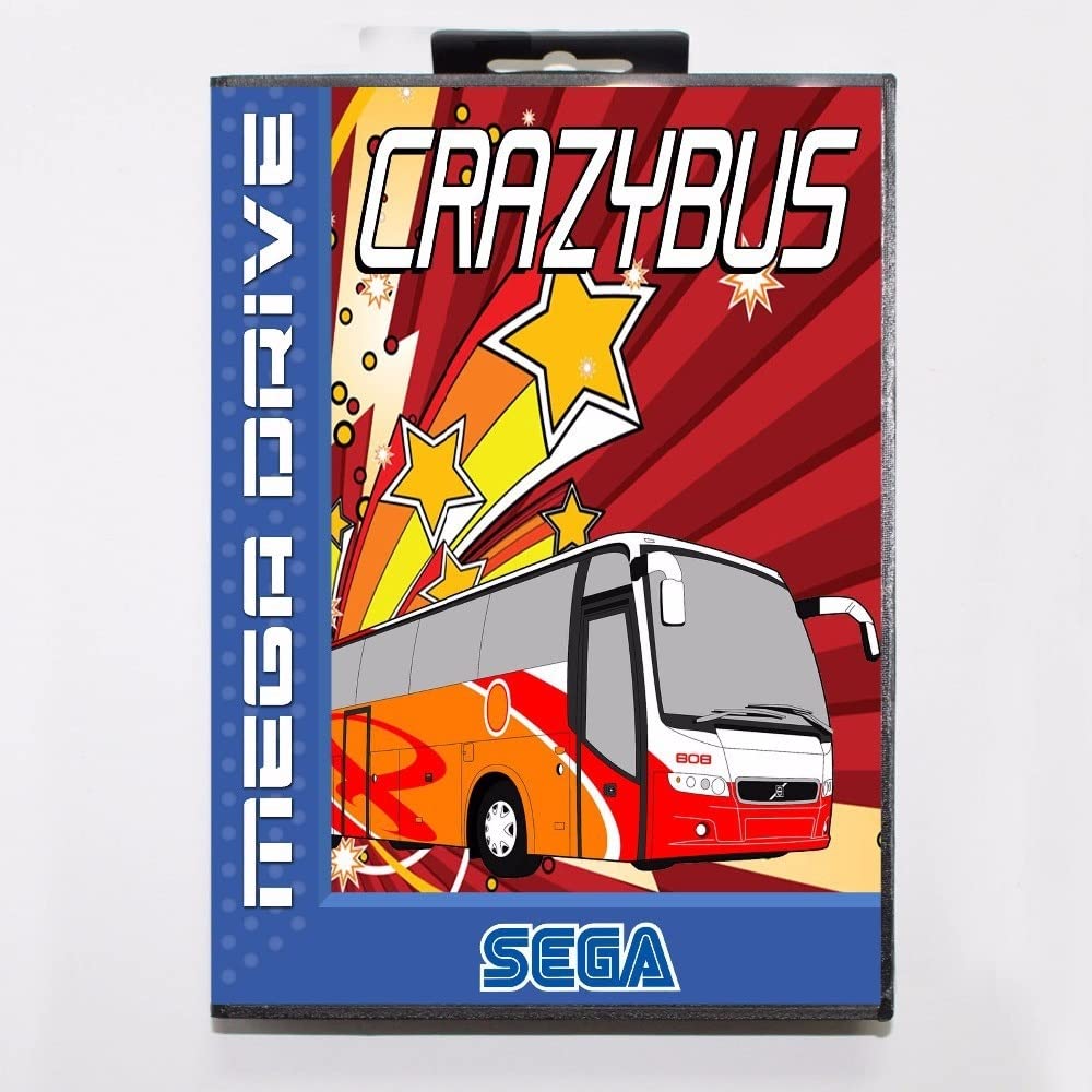 Crazy Bus Game Cartridge 16 Bit MD Game Card With Retail Box For Sega Mega Drive For Genesis (Black)