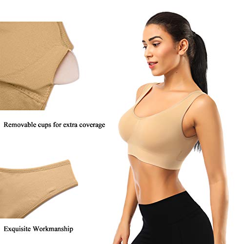 BESTENA Sports Bras for Women, 3 Pack Seamless Comfortable Yoga Bra with Removable Pads