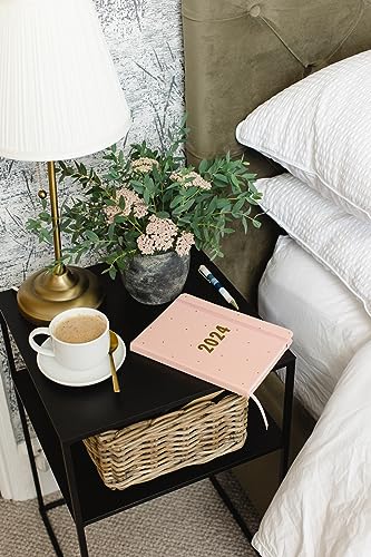 Busy B Perfect Planner Diary January to December 2024 - A5 Pink - Faux Leather Week to View Planner with Stickers & Tear-Out Lists