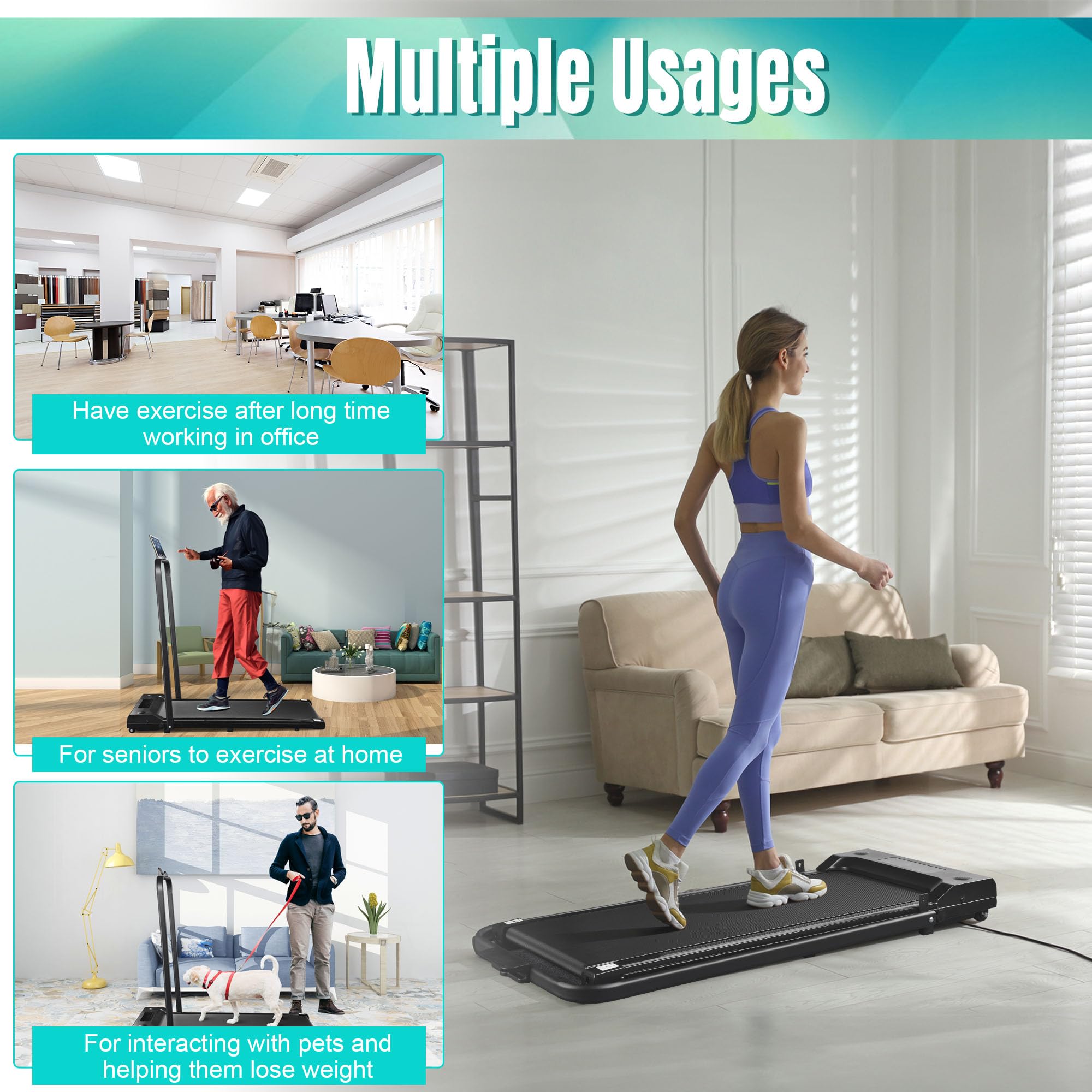 AW Folding Electric Treadmill Running Walking Fitness Machine with LCD Display Speaker for Home Office Gym Exercise Apartment Basement Workout