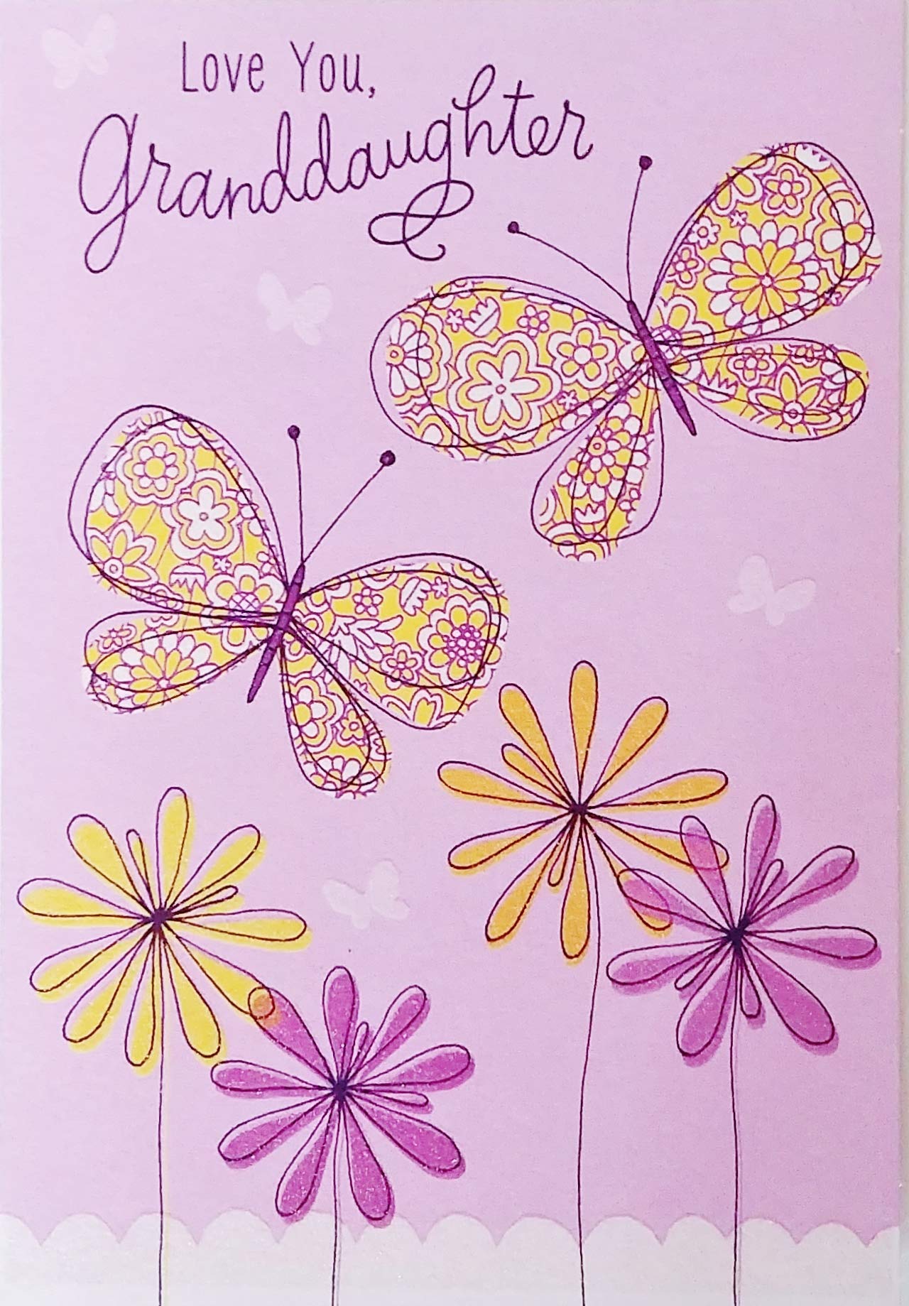 Greeting Card Love You Granddaughter - Your Heart, Your Way, Your Smile - Happy Birthday with Butterflies
