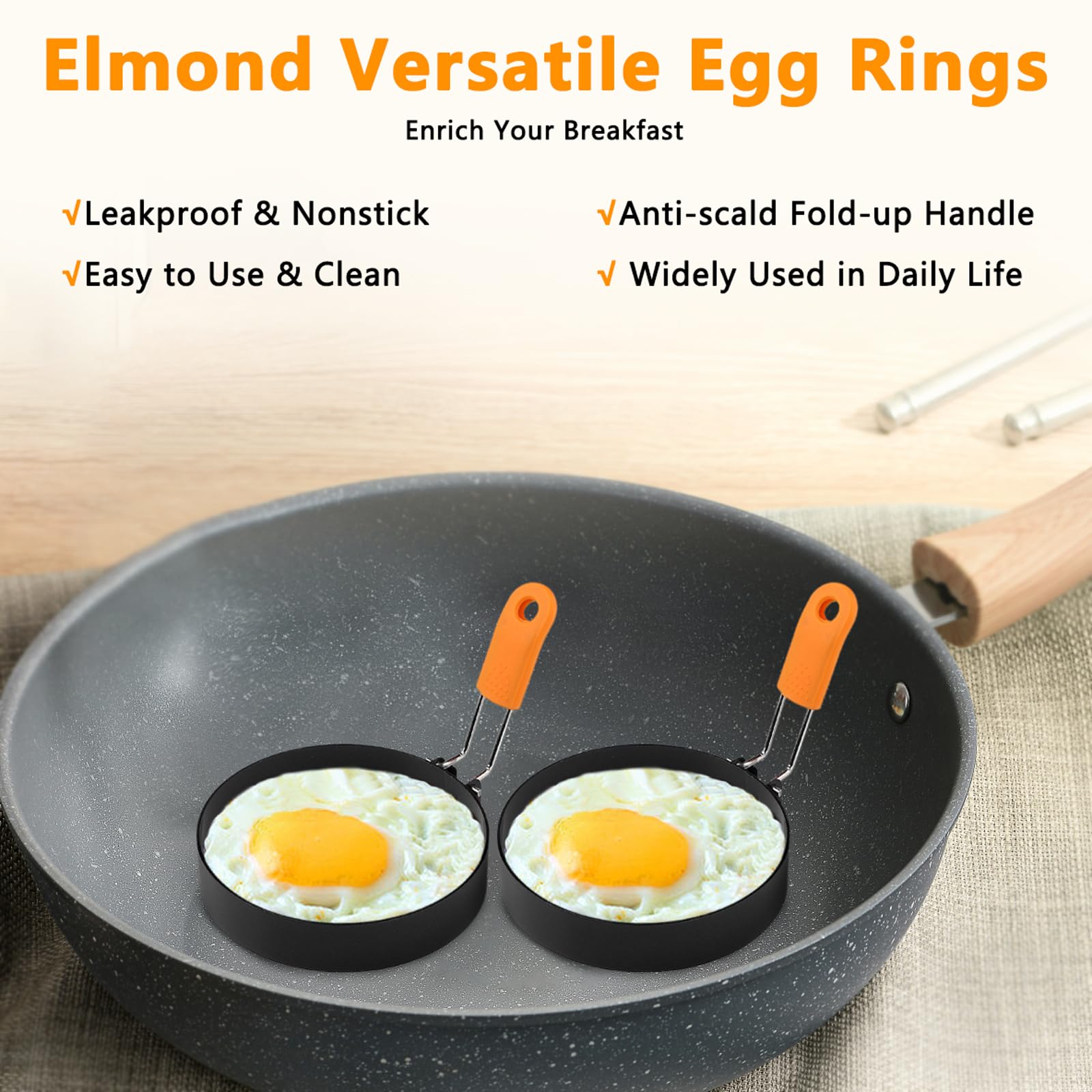 Egg Rings Set of 8 Pancake Mold Stainless Steel Egg Ring for Griddle Nonstick Omelette And Pancake Rings for Muffins (Set of 8)