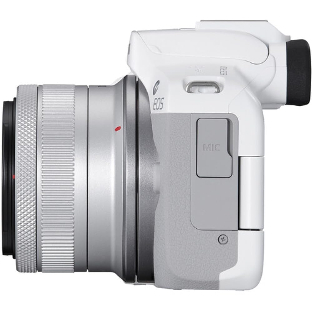 Canon EOS R50 Mirrorless Camera with 18-45mm Lens | White Bundled with 64GB Memory Card + 49mm UV Filter + Camera Case with Rain Cover + Microfiber Cleaning Cloth (5 Items)