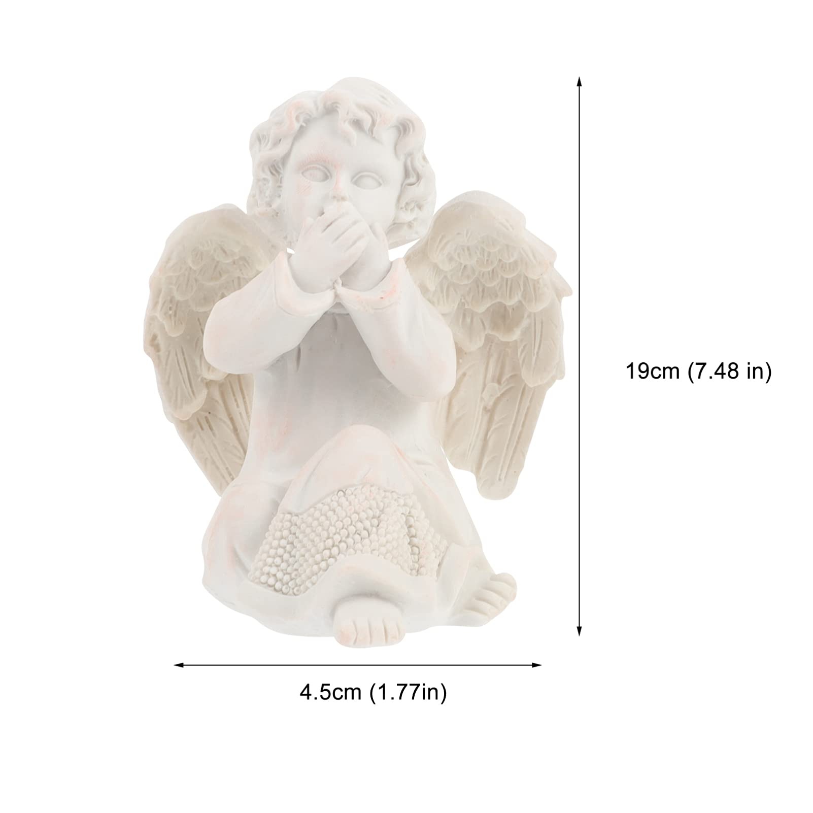 NUOBESTY 3pcs Resin White Praying Angel Statue Figurine Sculpture Cherub Wings Angel Figure Garden Guardian Memorial Statue for Home Table Decoration