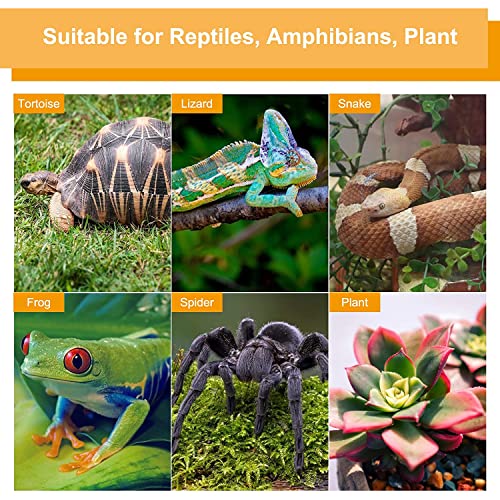 KABASI Reptile Heat Lamp Fixture with 2 Bulbs, UVA + UVB Full Spectrum Sun Lamp with 360°Rotatable Clips and Dimmable Switch, Basking Spot Heating Light Lamp for Lizard Turtle Snake Amphibian, 25W+50W