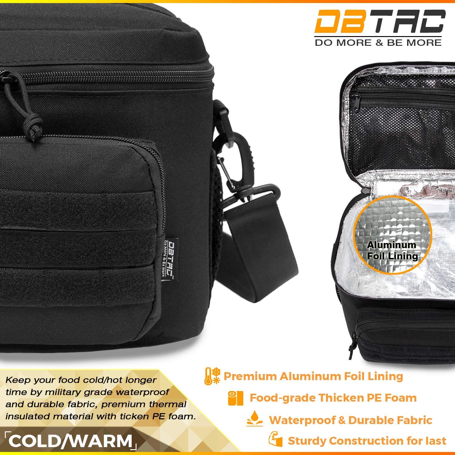 DBTAC Range Bag Soft Pistol Case XS (Urban Black) + Tactical Lunch Bag (Black), Durable Material with adjustable shoulder strap, Multi-functional Design