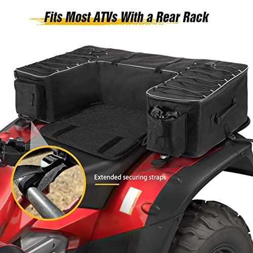 Morjor ATV Bag with Extra Waterproof Cover & Upgraded Zippers, ATV Bags Rear Rack Bags with Back Seat for Passenger