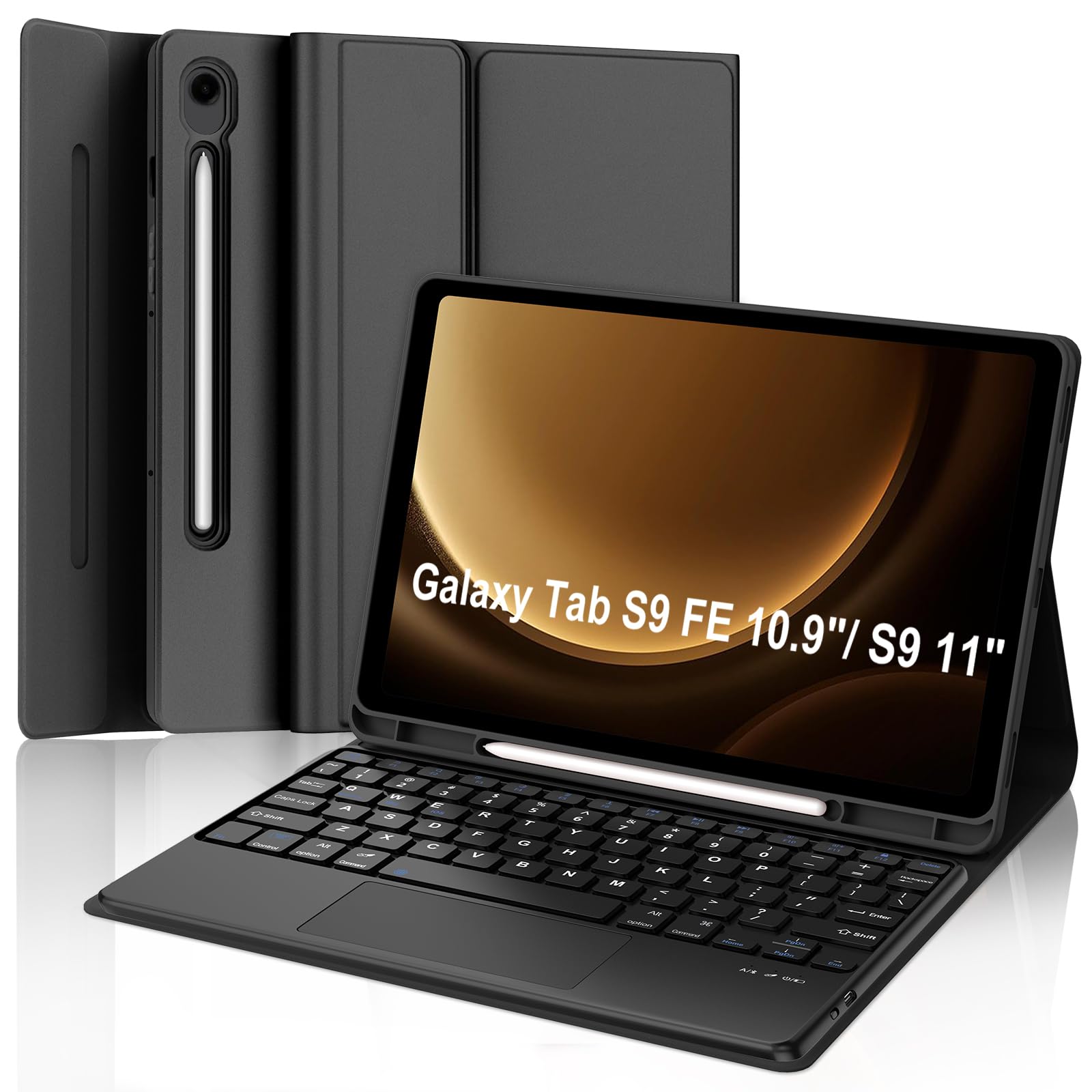 BORIYUAN Keyboard Case for All-New HD 10/HD 10 Plus Tablet 11th Generation 2021 Release 10.1",7 Colors Backlit Detachable Keyboard Slim Folio Smart Cover for HD 10/10 Plus 2021- Black