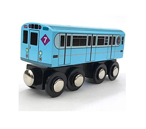Munipals Wooden MP01-11BB NYC MTA Subway 7 Train Car World's Fair Express Bluebird R33WF