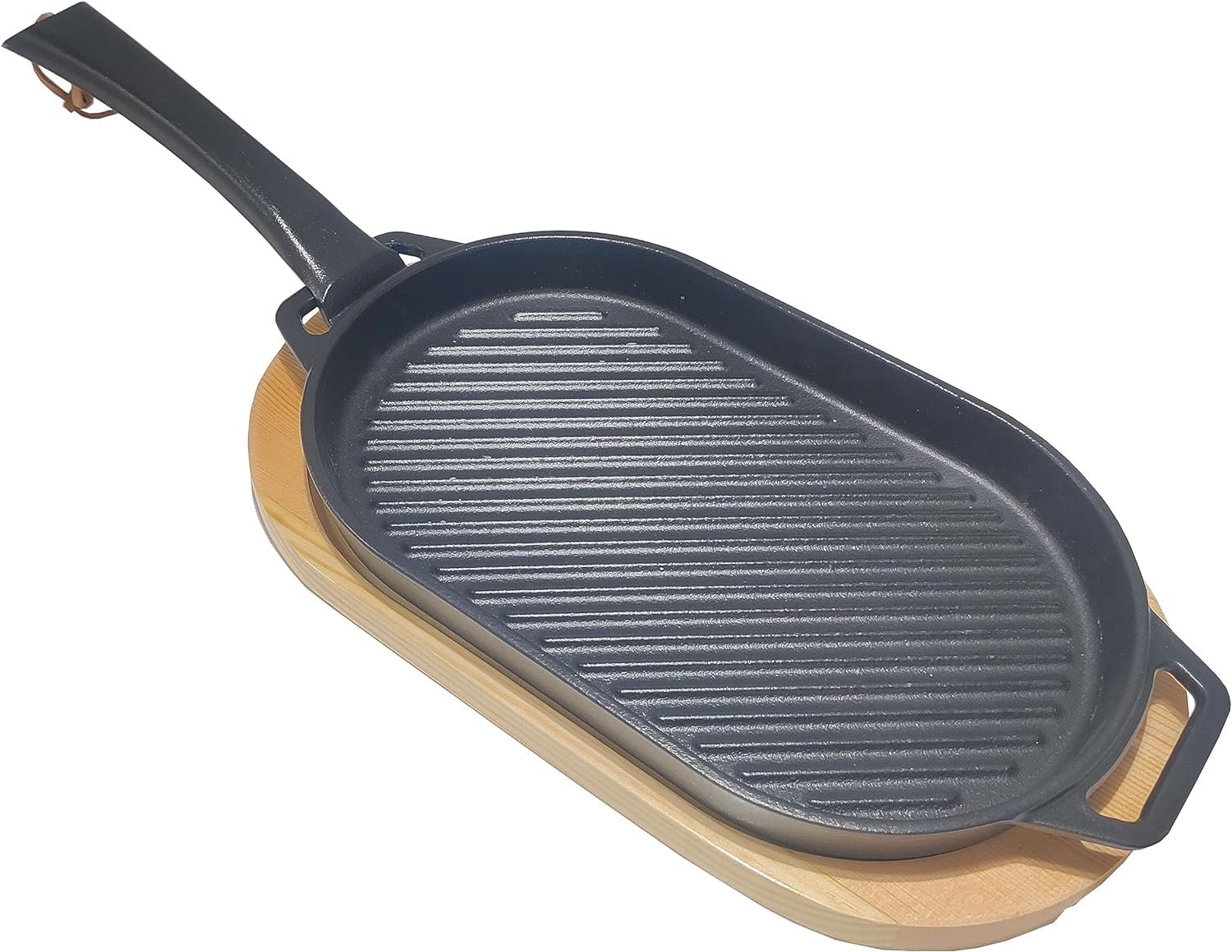 JAQKITU Oval Cast Iron Frying Pan for Steaks and Vegetables Convenient, Novel and Stylish