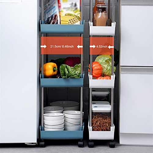 GRETD Kitchen Trolley 3/4 Tier Bedroom Snacks Cart Bathroom Storage Rack with Wheels Househlod Standing Shelf (Color : B, Size : 1pcs)