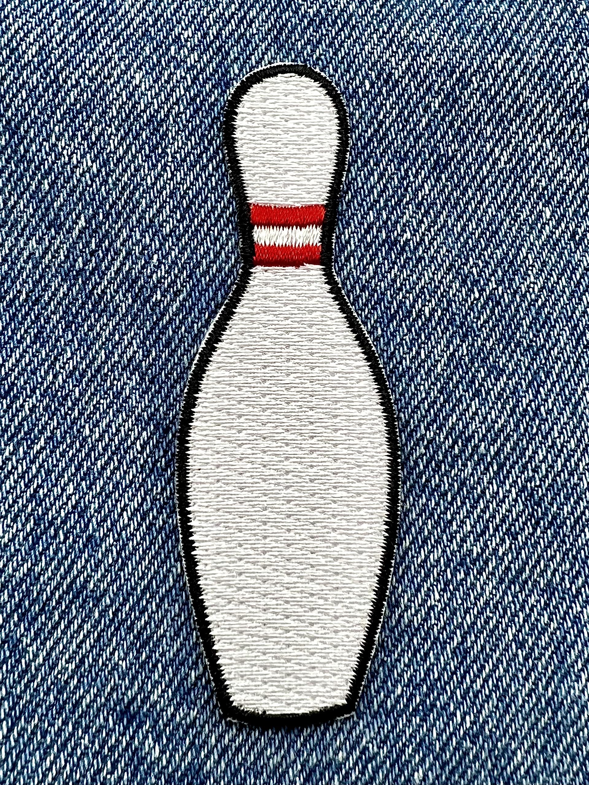 Bowling Pin Embroidered Patch Team League Uniform Iron-On Applique Sports Emblem
