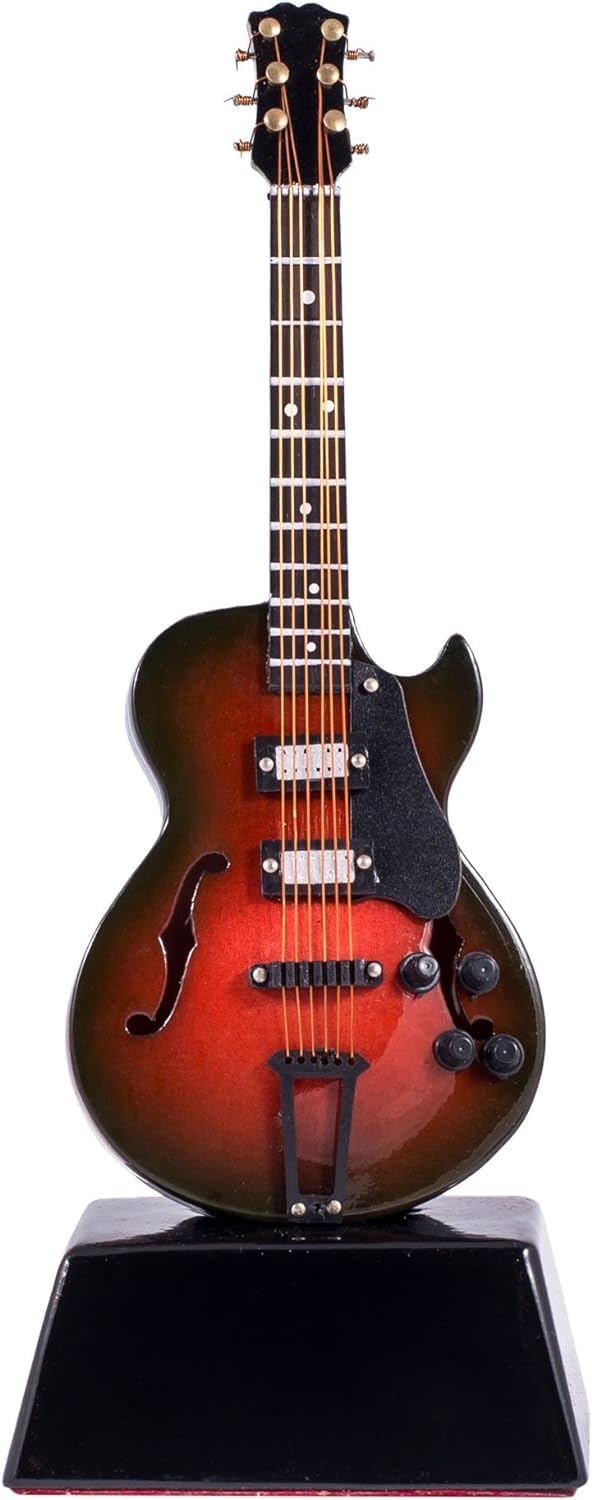Broadway Gift Electric Guitar Music Instrument Miniature Replica on Stand - Size 6 in.