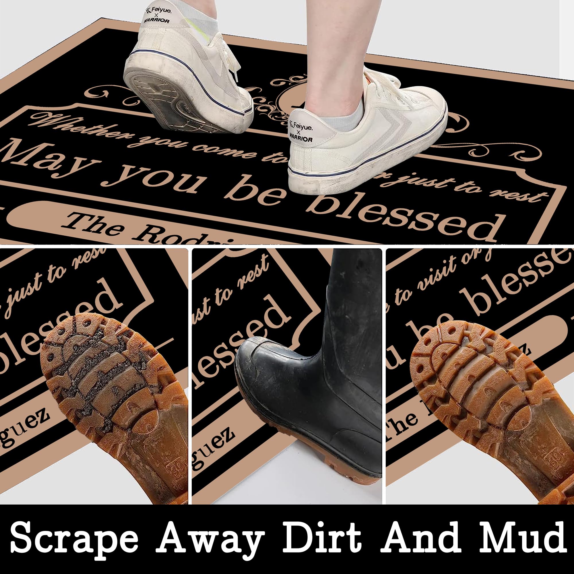 Differ More Customized Monogram Welcome Mats Outdoor for Front Door(Made in USA) - Custom Welcome Door Mats Indoor Entrance with Initial - Low-Profile Floor Mat for Yard(30"x18")