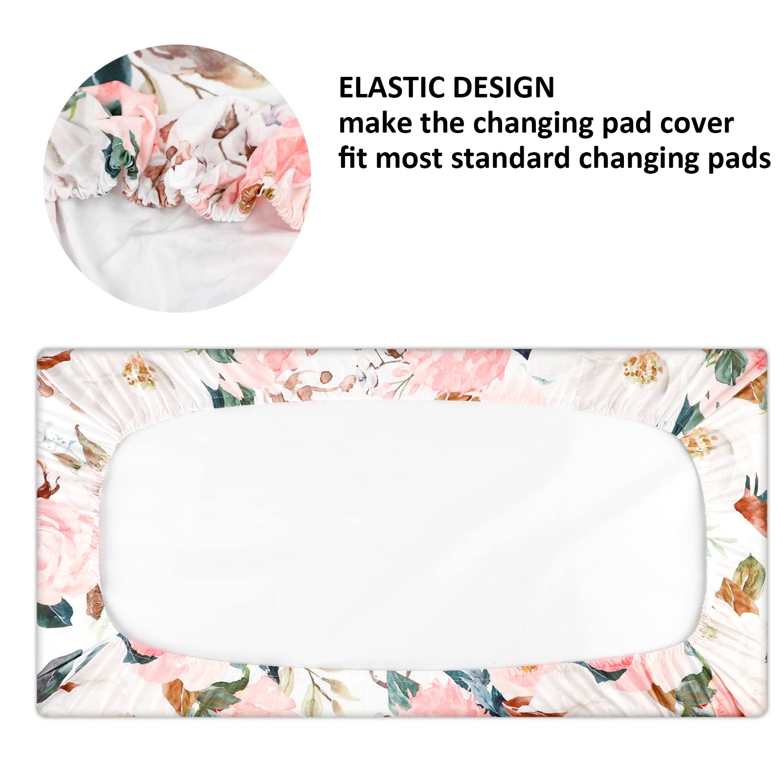 Changing Pad Cover and Crib Sheet, Pink Flower