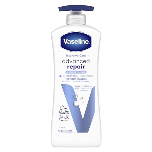 Vaseline Intensive Care Body Lotion, Advanced Repair Unscented, 20.3 oz (Pack of 3)