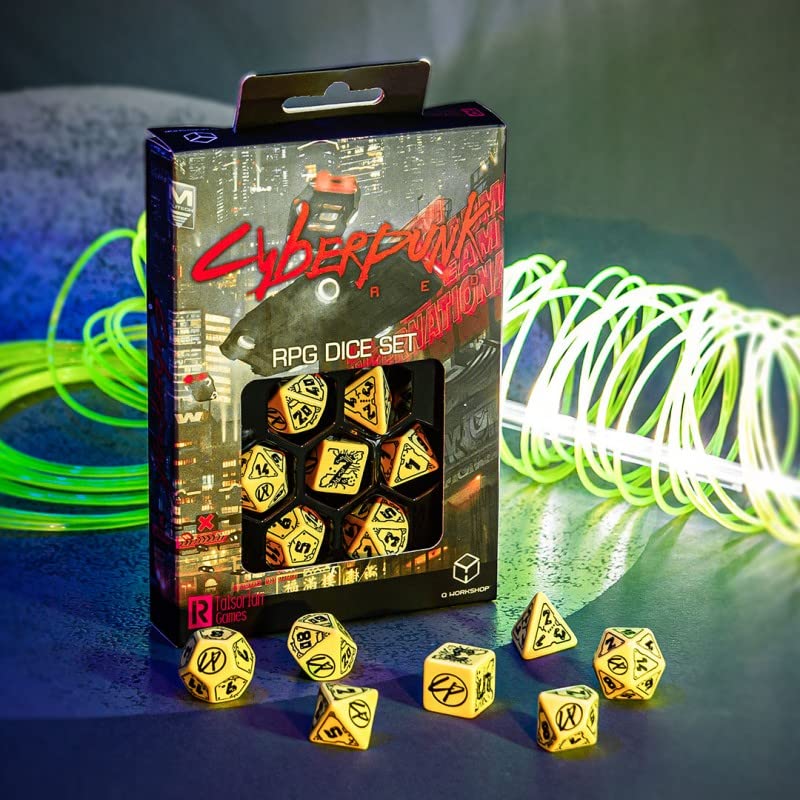 Q-Workshop Cyberpunk Red Dice Set Danger Zone, Various