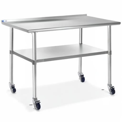 GRIDMANN Stainless Steel Table 72 in. x 30 in., NSF Commercial Kitchen Prep & Work Table w/ Backsplash and Wheels