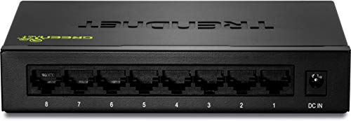 TRENDnet 8-Port Gigabit GREENnet Switch, Ethernet Network Switch, TEG-S82G, 8 x 10-100-1000 Mbps Gigabit Ethernet Ports, Ethernet Splitter, 16 Gbps, Metal, Lifetime Protection, Black