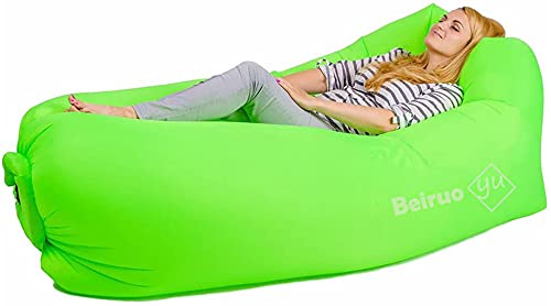 Beiruoyu Inflatable Lounger Air Chair Sofa Bed Sleeping Bag Couch for Beach Camping Lake Garden (Green02)