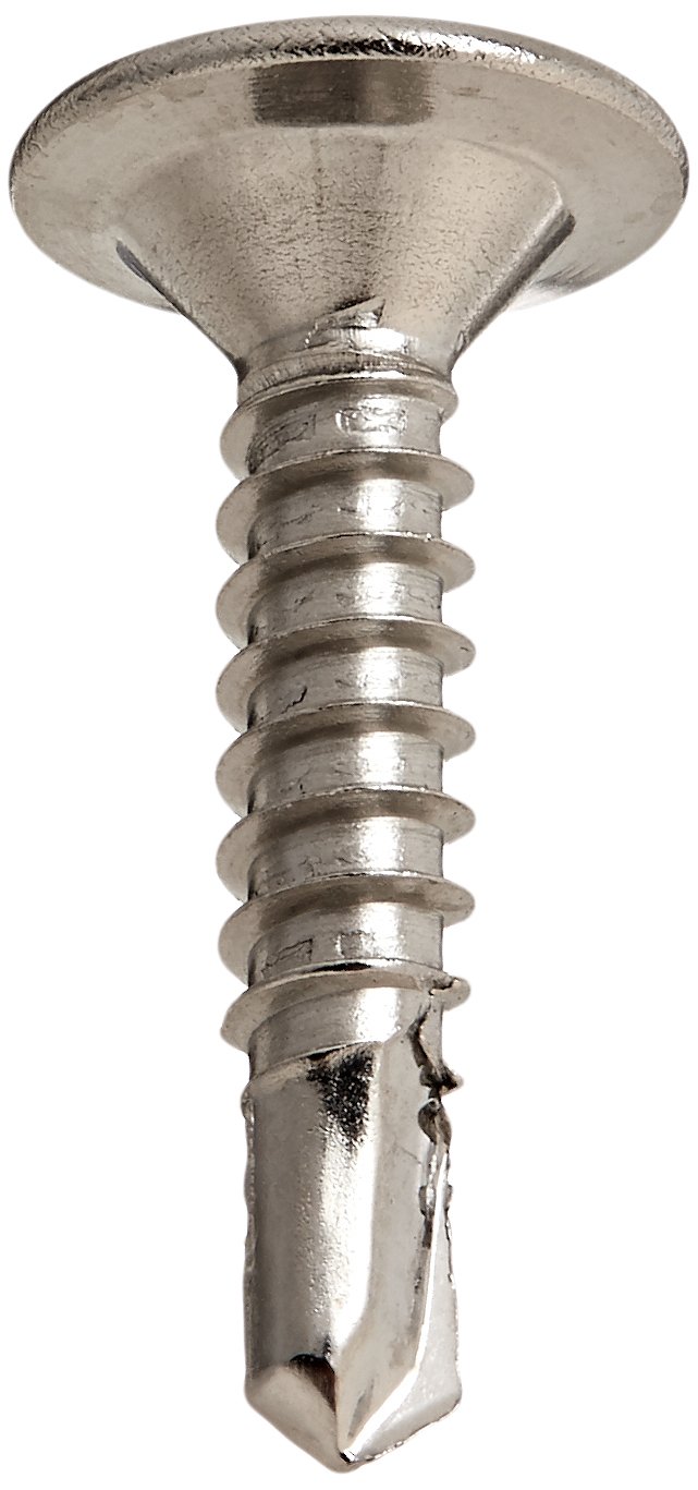 Small Parts 1016KWTF188 18-8 Stainless Steel Self-Drilling Screw, Plain Finish, Wafer Head, Star Drive, #3 Drill Point, #10-16 Thread Size, 1" Length (Pack of 25)
