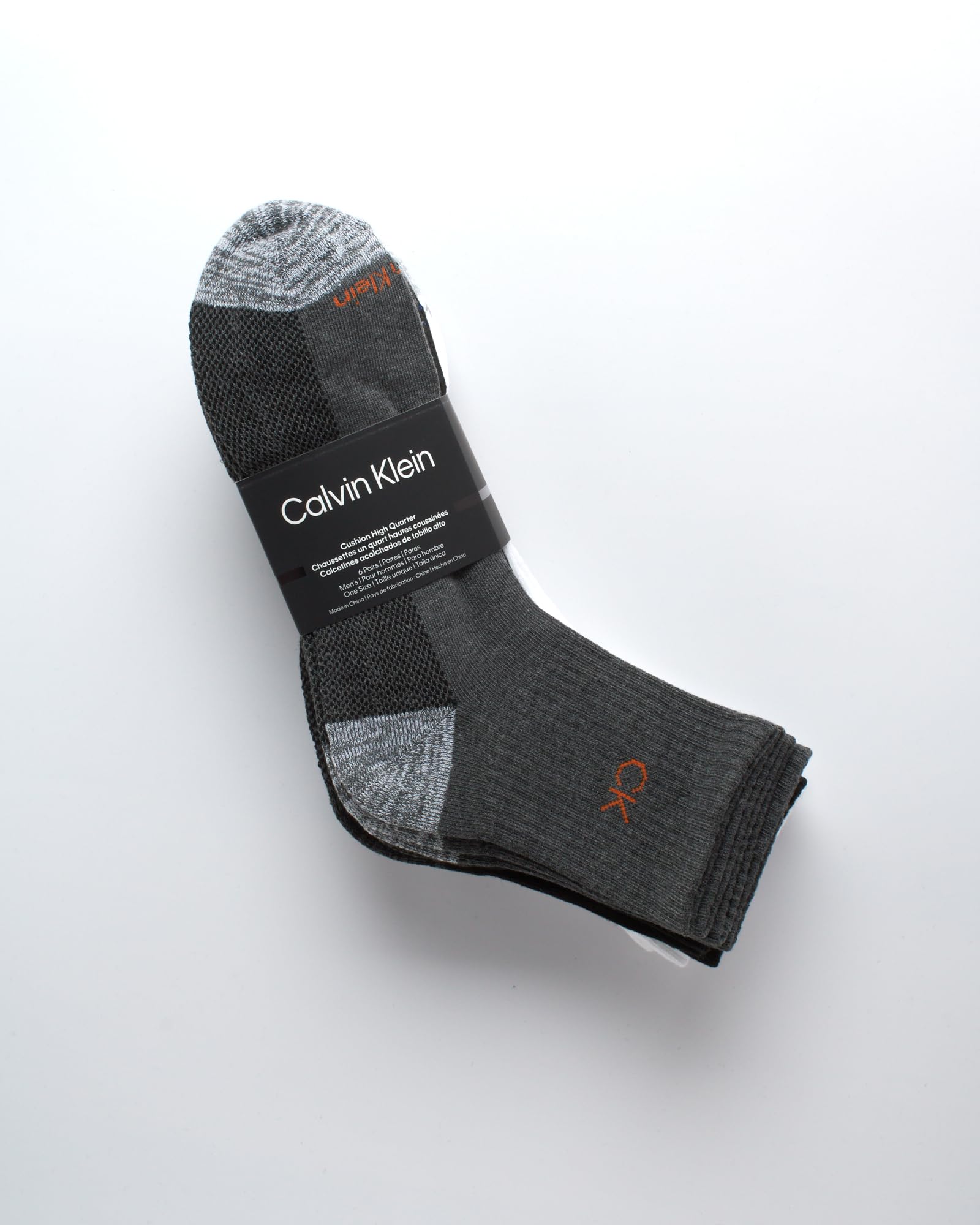 Calvin Klein Men's Socks - Athletic Cushioned High Quarter Cut Socks (6 Pack), Size 7-12, Black