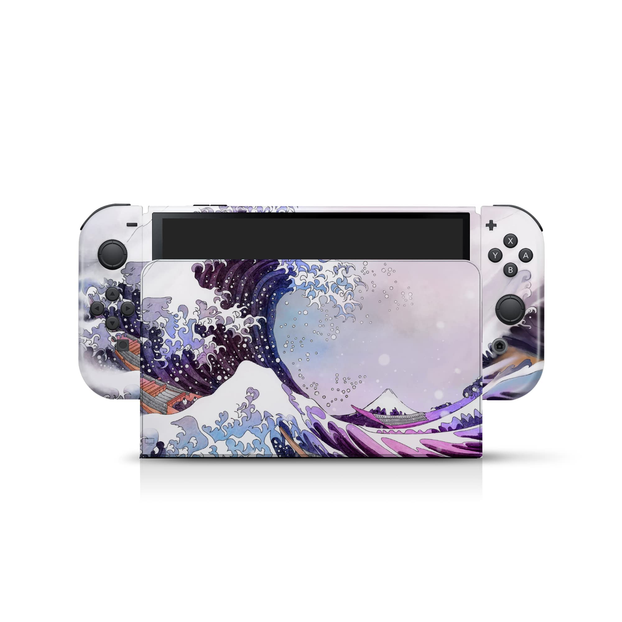 Tacky Design Wave Skin Compatible with Nintendo Switch OLED Skin Wrap Cover, Purple Skin for Nintendo Switch OLED Stickers, Premium Vinyl 3M Full Wrap Decal, Compatible with Joy-Con, Console, Dock.