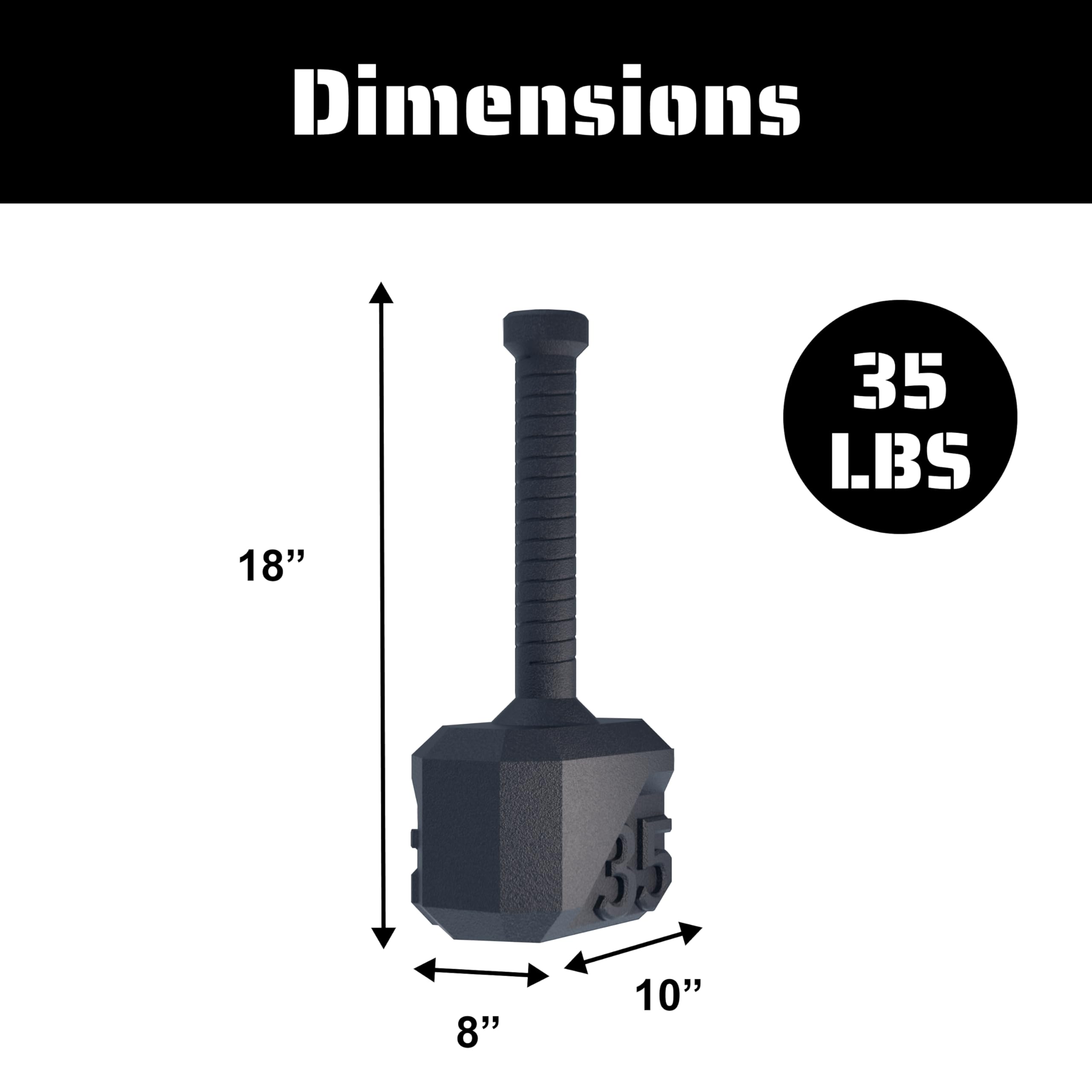 Tribe WOD Hammer Kettlebell 35LB | Thor Hammer 16kg for Cardio Training | Hand weights & workout Home Gym Equipment sets for Women & Men (15-70lb) | Stormbreaker Shake weight