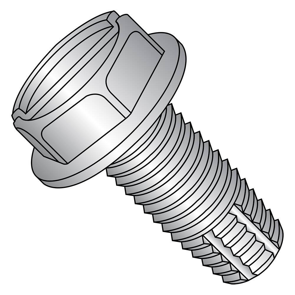 Small Parts 1412FSW410 410 Stainless Steel Thread Cutting Screw, Plain Finish, Hex Washer Head, Slotted Drive, Type F, 1/4"-20 Thread Size, 3/4" Length (Pack of 10)
