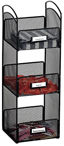 Safco 3290Bl Onyx Breakroom Organizers, 3 Compartments, 6 X 6 X 18, Steel Mesh, Black