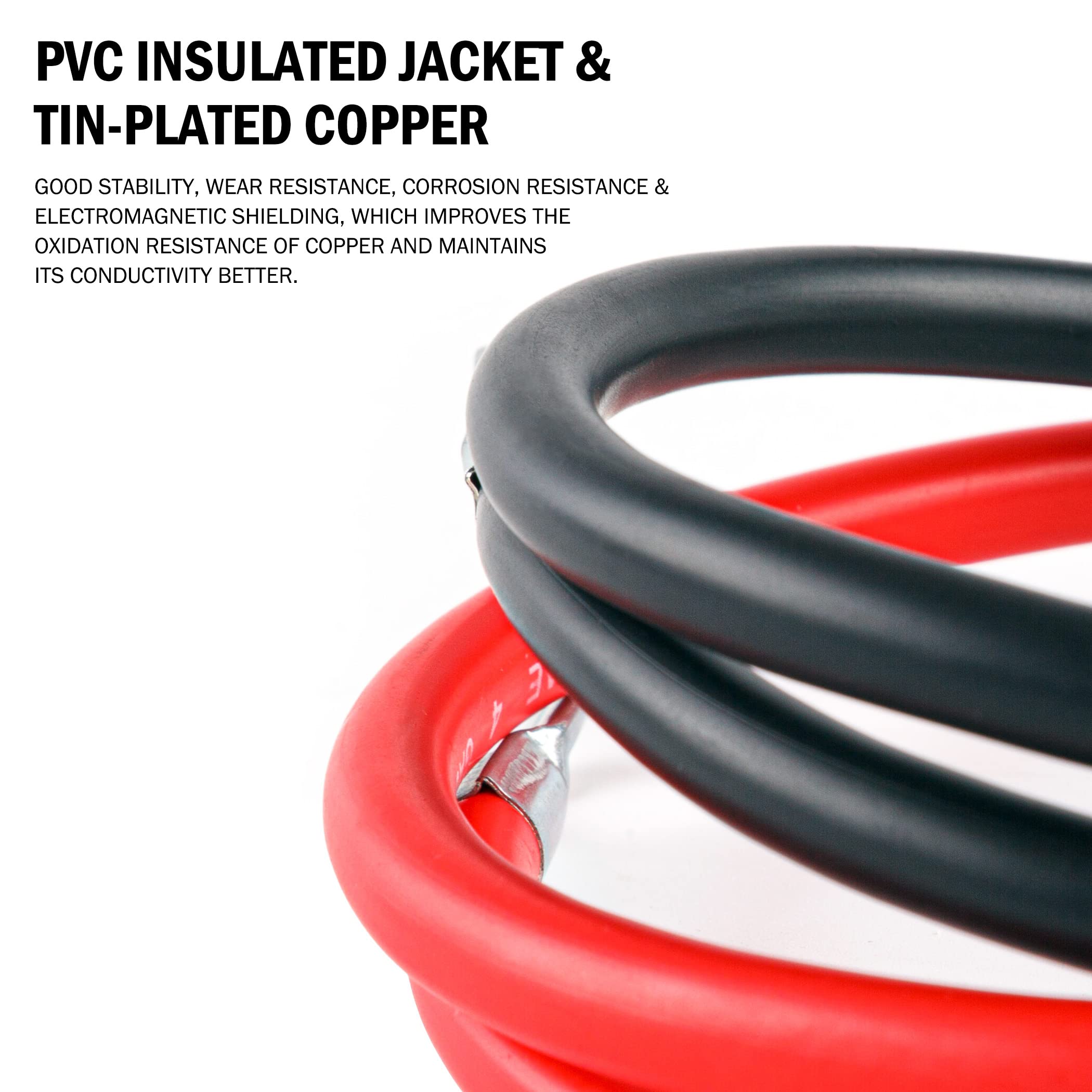 Cartman 4AWG 18-Inch Battery Cables Set with Terminals, 3/8-Inch Lugs (Positive and Negative) for Motorcycle, Automotive, Marine, Solar, ATV, 2 Set