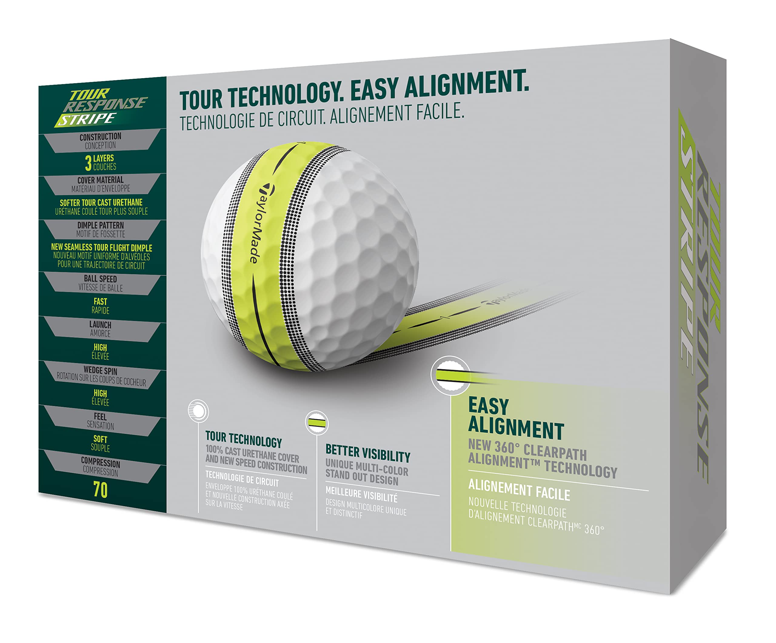 TaylorMade Unisex's Tour Response Stripe Golf Ball, One Size
