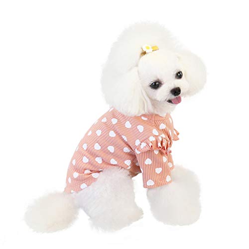 Dog Sweatshirt Set Pet Clothes Autumn Winter Winter pet Clothes Love Bottoming Shirt Female Dog Sweater Medium (Large, Pink)