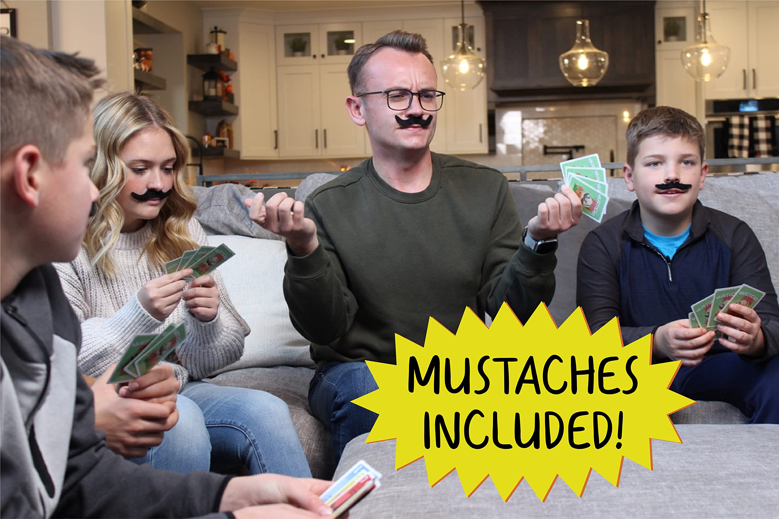 Mustachio- Mustaches Now Included, a Strategy Game of Trickery and Scheming Nuts, Funny Board Games for Teens and Family Night, Card Game for 2-6 Players