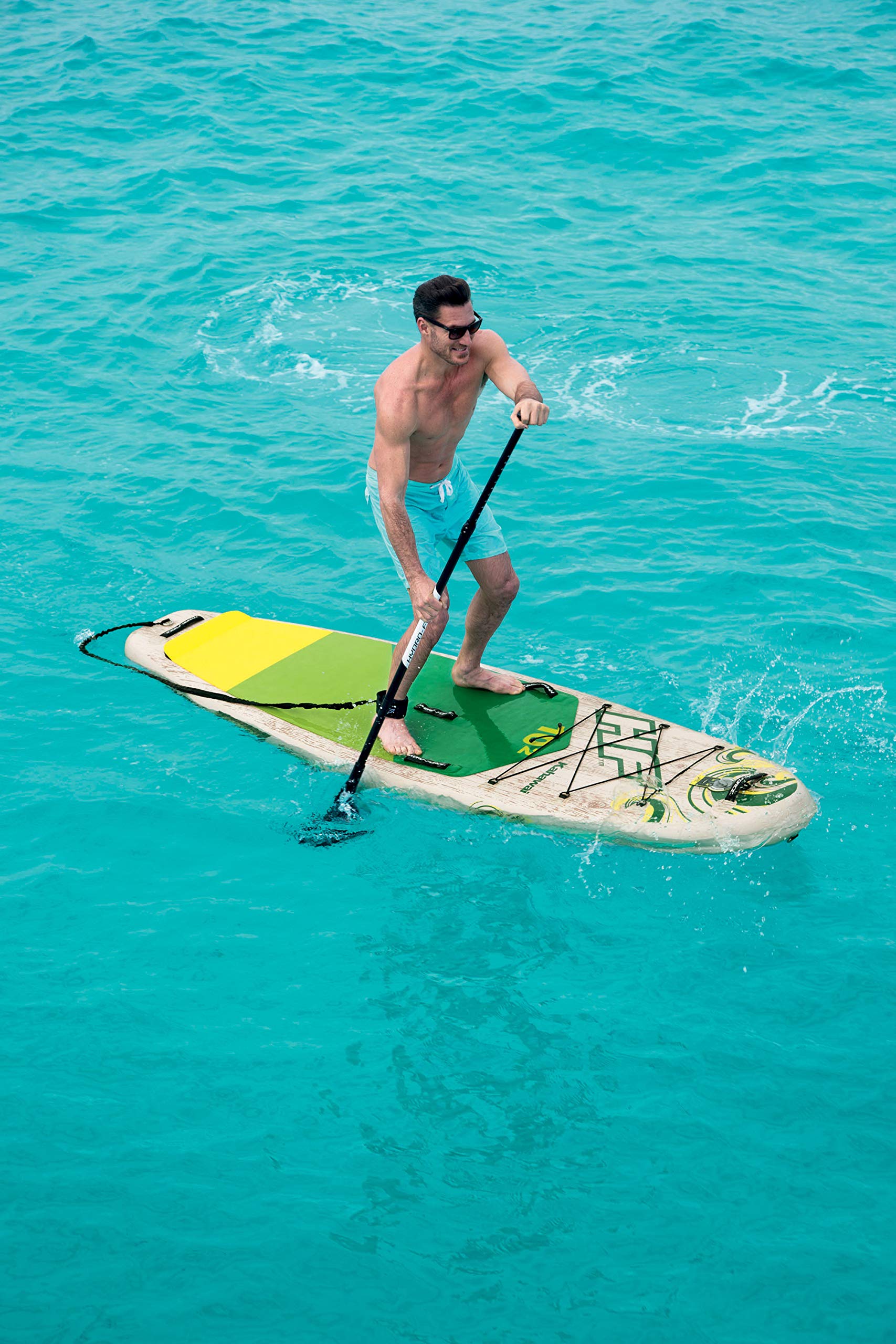 Bestway Hydro Force Kahawai Inflatable 10' Stand Up Paddle Board Water Sport Set with Aluminum Paddle, Hand Pump, Coiled Leash, and Backpack Green