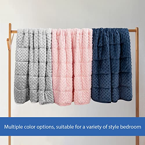 Huloo Sleep Kids Weighted Blanket Twin 7lbs (41"×60",Pink) Breathable Soft Minky Weighted Throw Blanket for All Season,Heavy Blanket with Premium Glass Beads