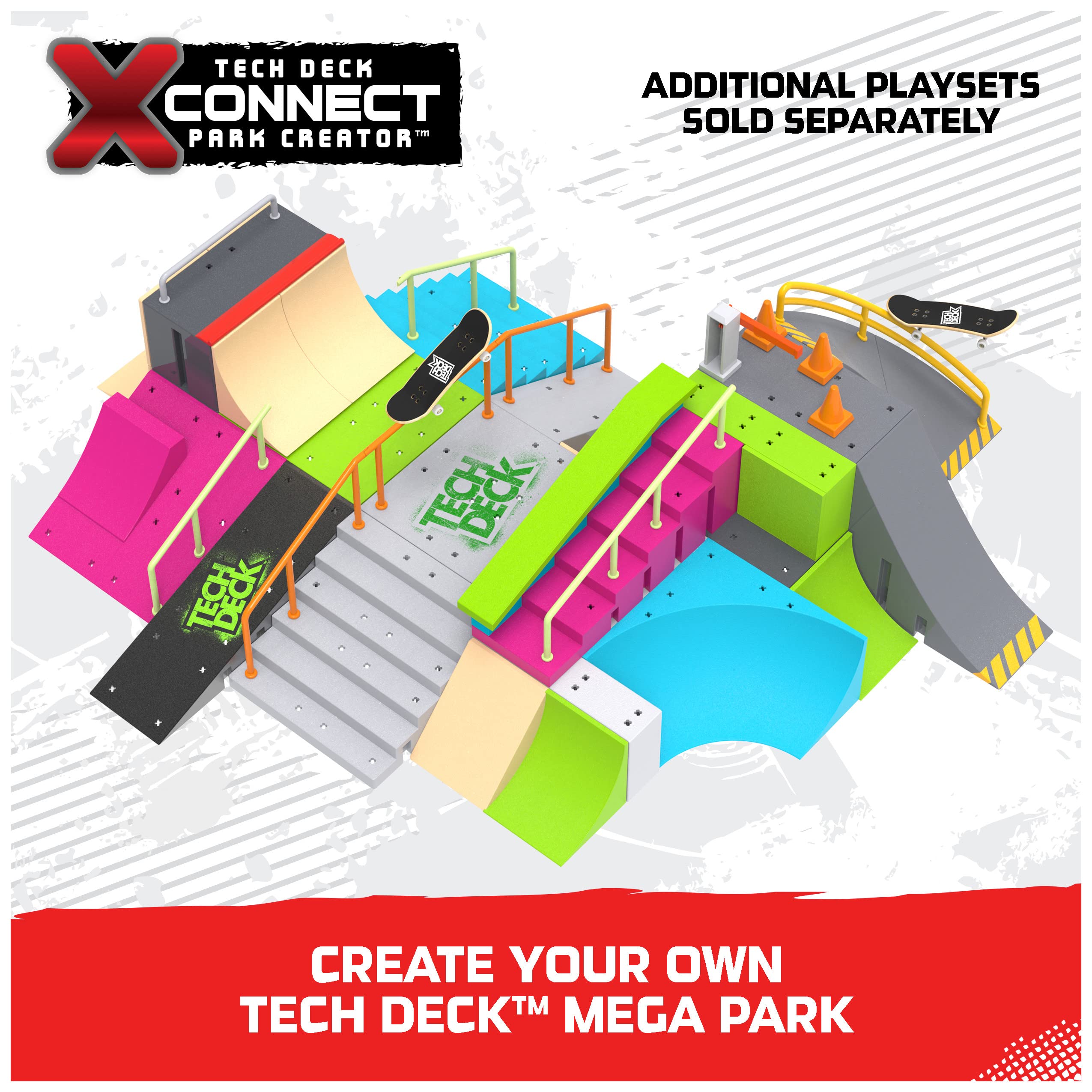 Tech Deck, Big Vert Wall X-Connect Park Creator, Customizable and Buildable Ramp Set with Exclusive Fingerboard, Kids Toy for Boys and Girls Ages 6 and up