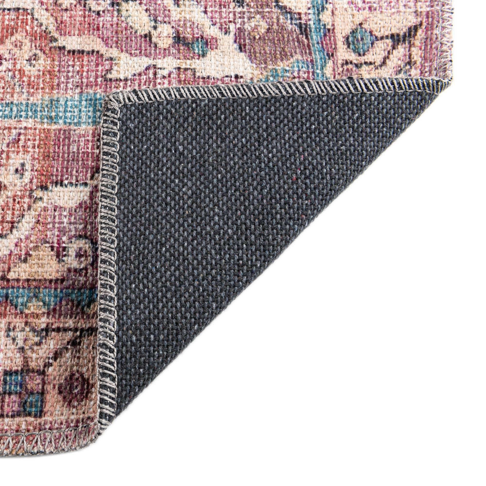 Rugs.com Nostalgia Collection Washable Rug β 7' 10 Square Pink Flatweave Perfect for Living Rooms, Kitchens, Entryways