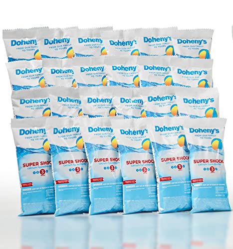 Doheny's Chlorine Super Shock | 100% Professional-Grade | Quickly Dissolving & Fast-Acting Granular Pool Sanitizing Treatment | Highly-Concentrated 68% Calcium Hypochlorite | 1 LB Treats 10,000 Gallons | Made In The USA | 24 x 1 LB Bags