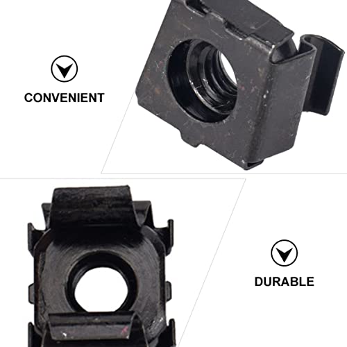 DIKACA Black Lug Nuts Rack Screws 1 set Studs Nuts& Nuts Screws Server Rack Gaskets Replacement Square Cabinet Cage Computer Insert Mount Accessory Black Lug Nuts Rack Screws