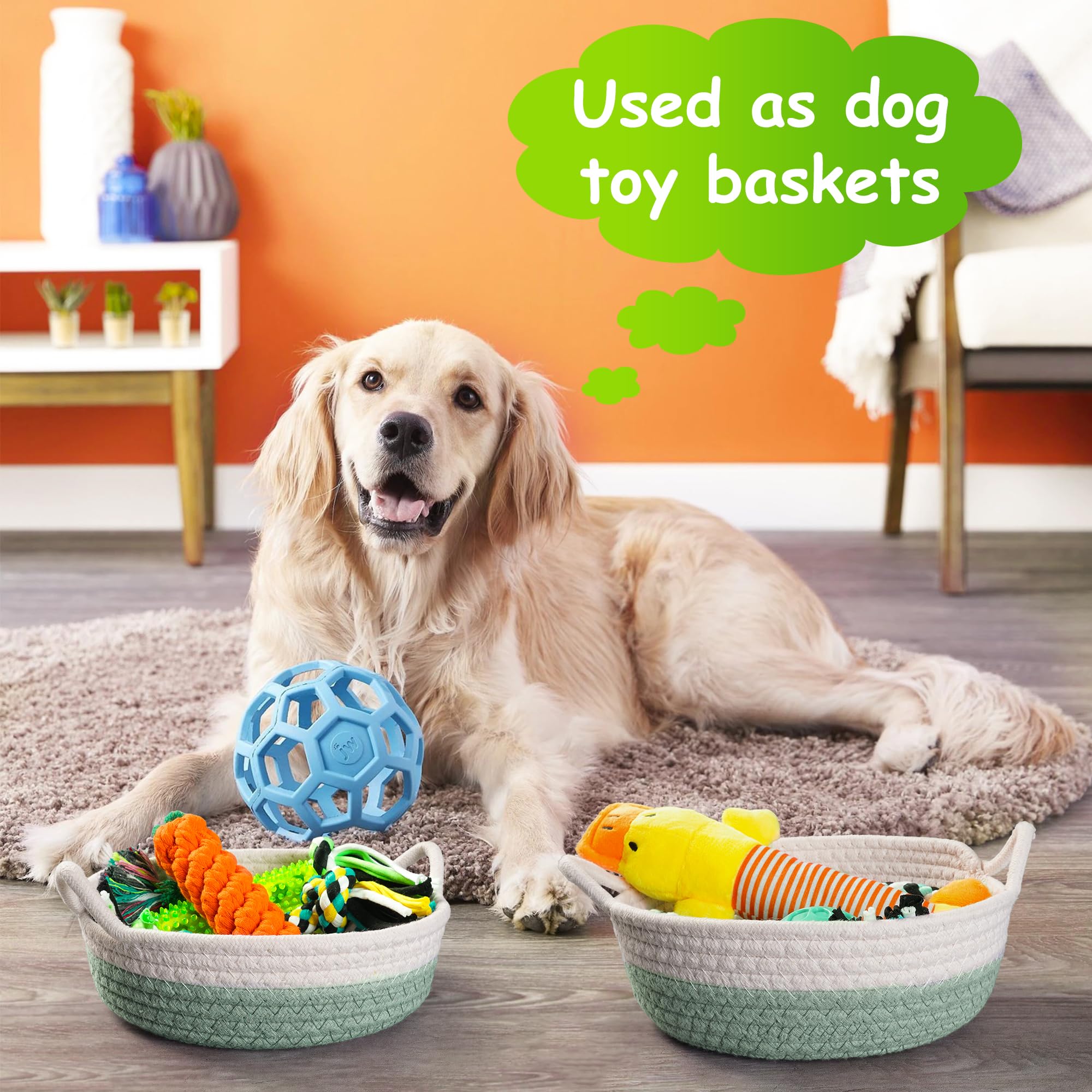 Small Woven Gift Basket Baskets for Gifts Empty Baskets for Organizing Small Storage Basket for Gifting Dog Toy Basket Bins for Toy Organizer-Grey&White