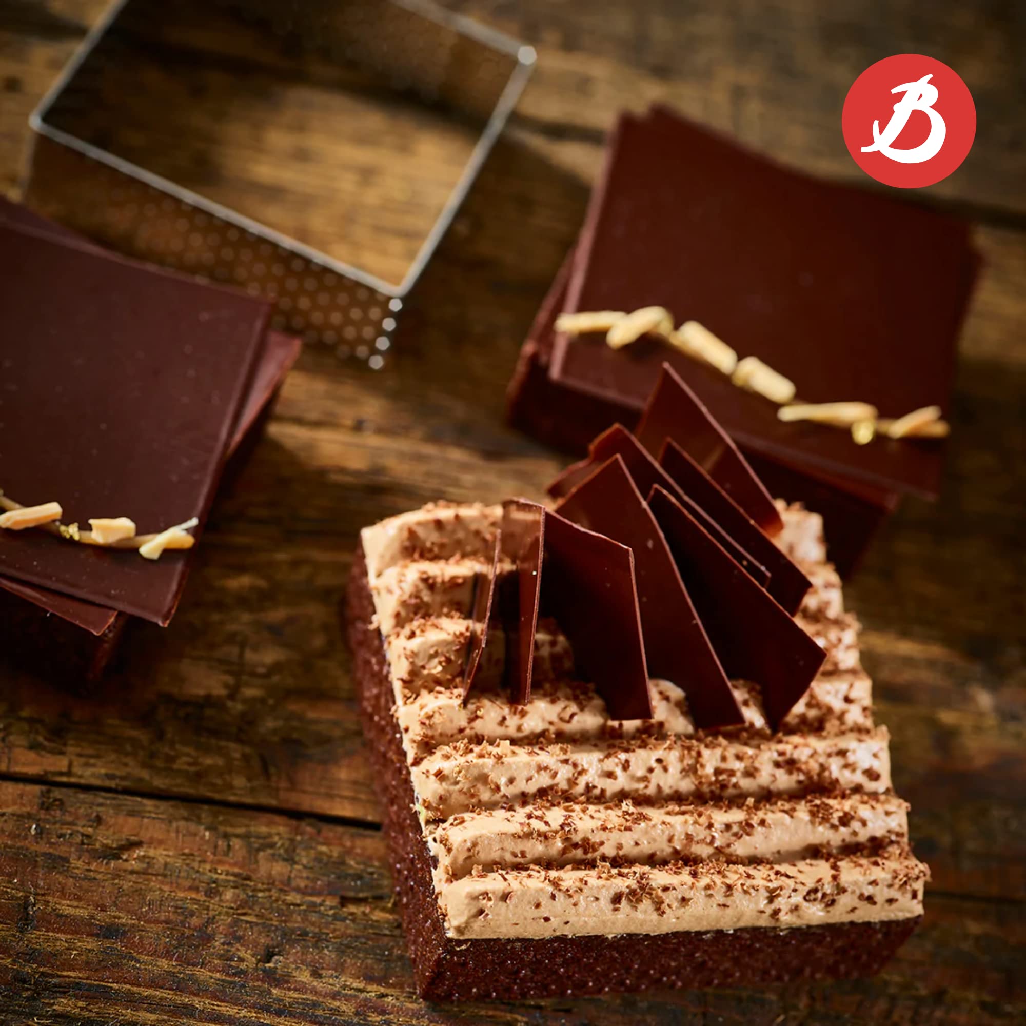 de Buyer Perforated Square Tart Ring - L: 2.75” x H: 0.8” - Perfect for Baking Beautifully Crisp Tarts - Easy to Use & Clean - Made in France