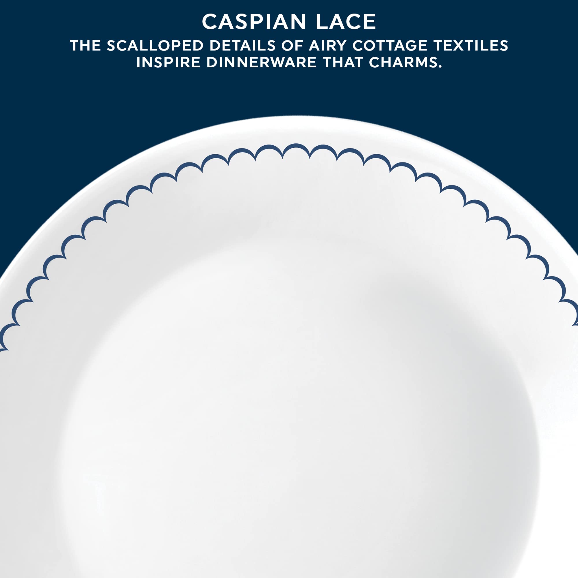 Corelle 6-Piece 8.5" Lunch Round Plates, Vitrelle Triple Layer Glass, Lightweight Round Plates, Salad Plates, Chip and Scratch Resistant, Microwave and Dishwasher Safe, Caspian, Medium, Portofino