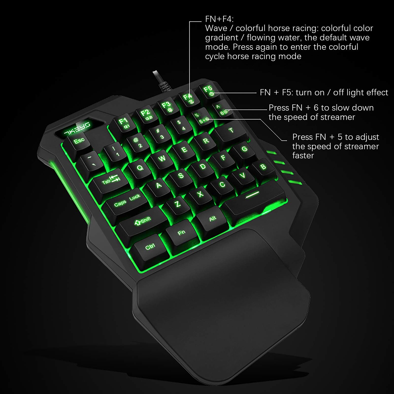 Charella 35-Key Colorful Backlit One-Handed RGB Mechanical Gaming Keypad for LOL Pubg Etc FF8