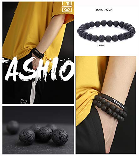 JEWPARK 10PCS 8mm Semi-Precious Gemstone Bracelet Set Healing Crystal Stone Stretch Bracelets for Men Women Round Beaded Elastic Bracelets